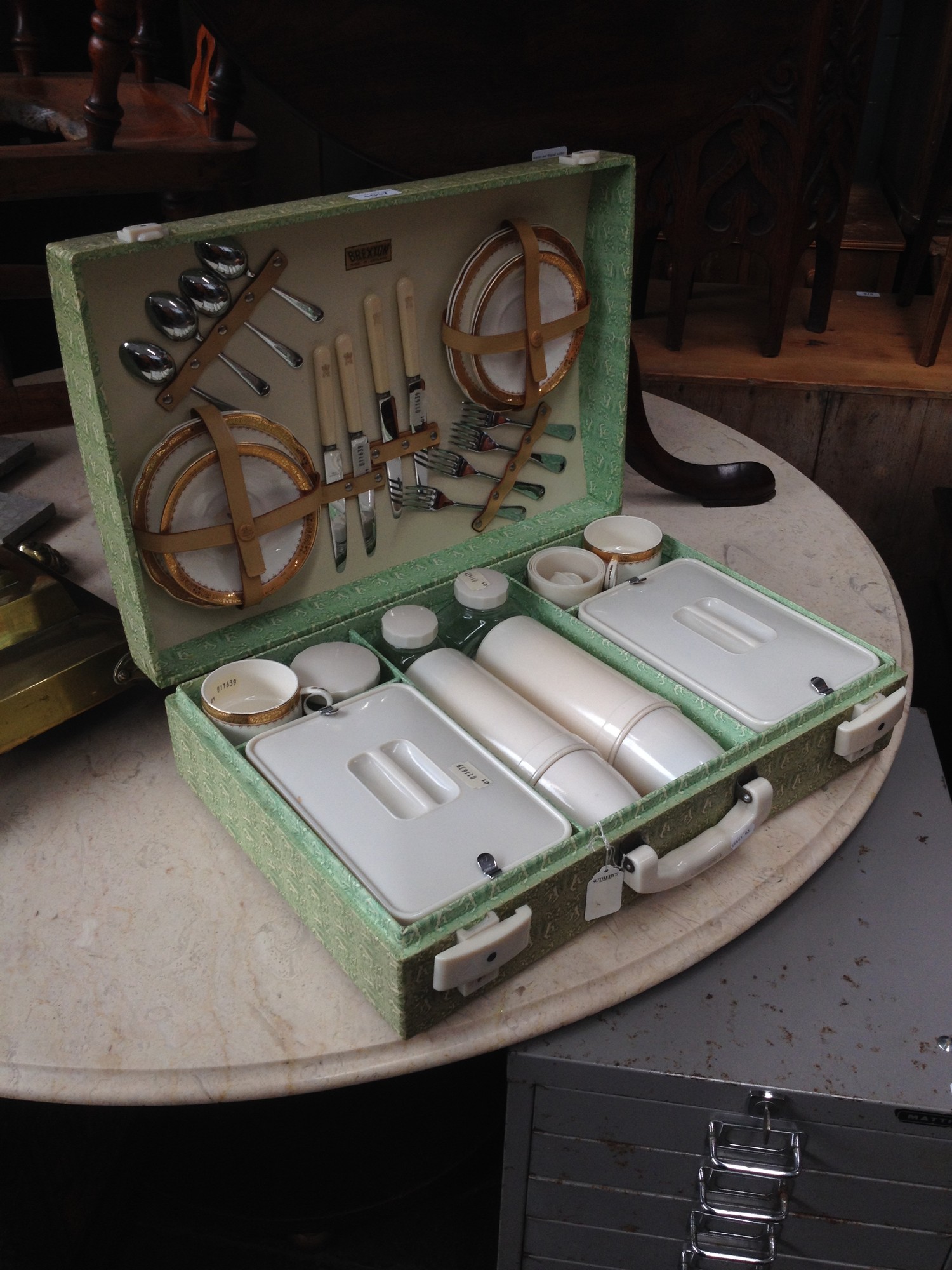 A vintage Brexton picnic set.