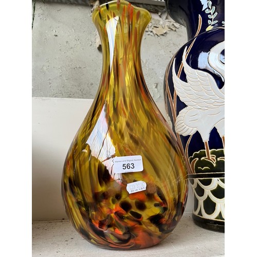 Large studio glass vase approx 39cm high from the National Glass Centre ...