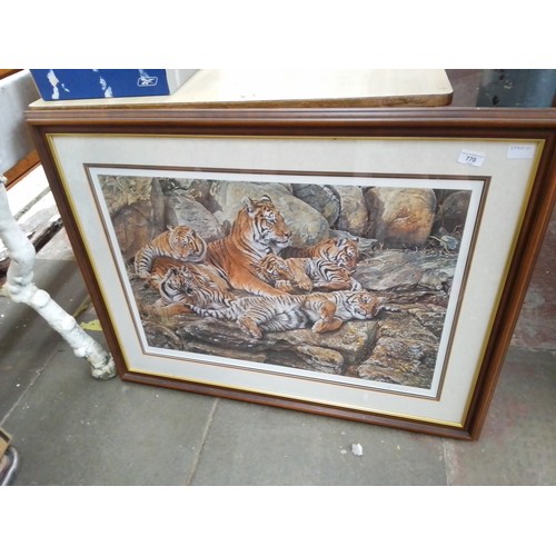 A signed limited edition print after Alan M Hunt, 372/1250, tiger and ...