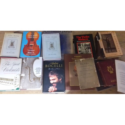 Two boxes of mainly antiques reference books including violin making.