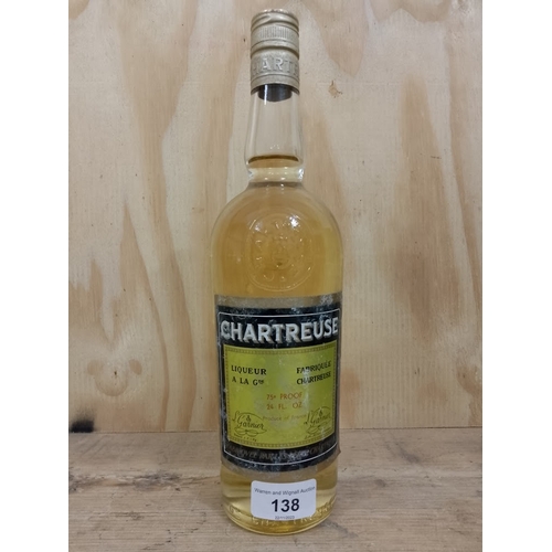 A bottle of vintage Chartreuse Liqueur, green label.