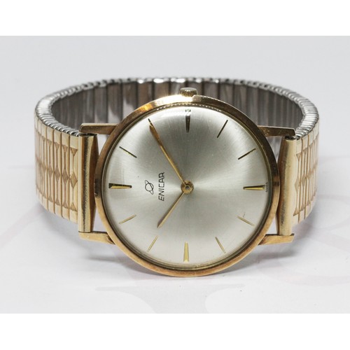 A 9ct gold Enicar wristwatch, circa 1960s, 17 jewel manual wind ...