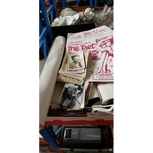 A box of film and theatre ephemera including signed photographs and posters