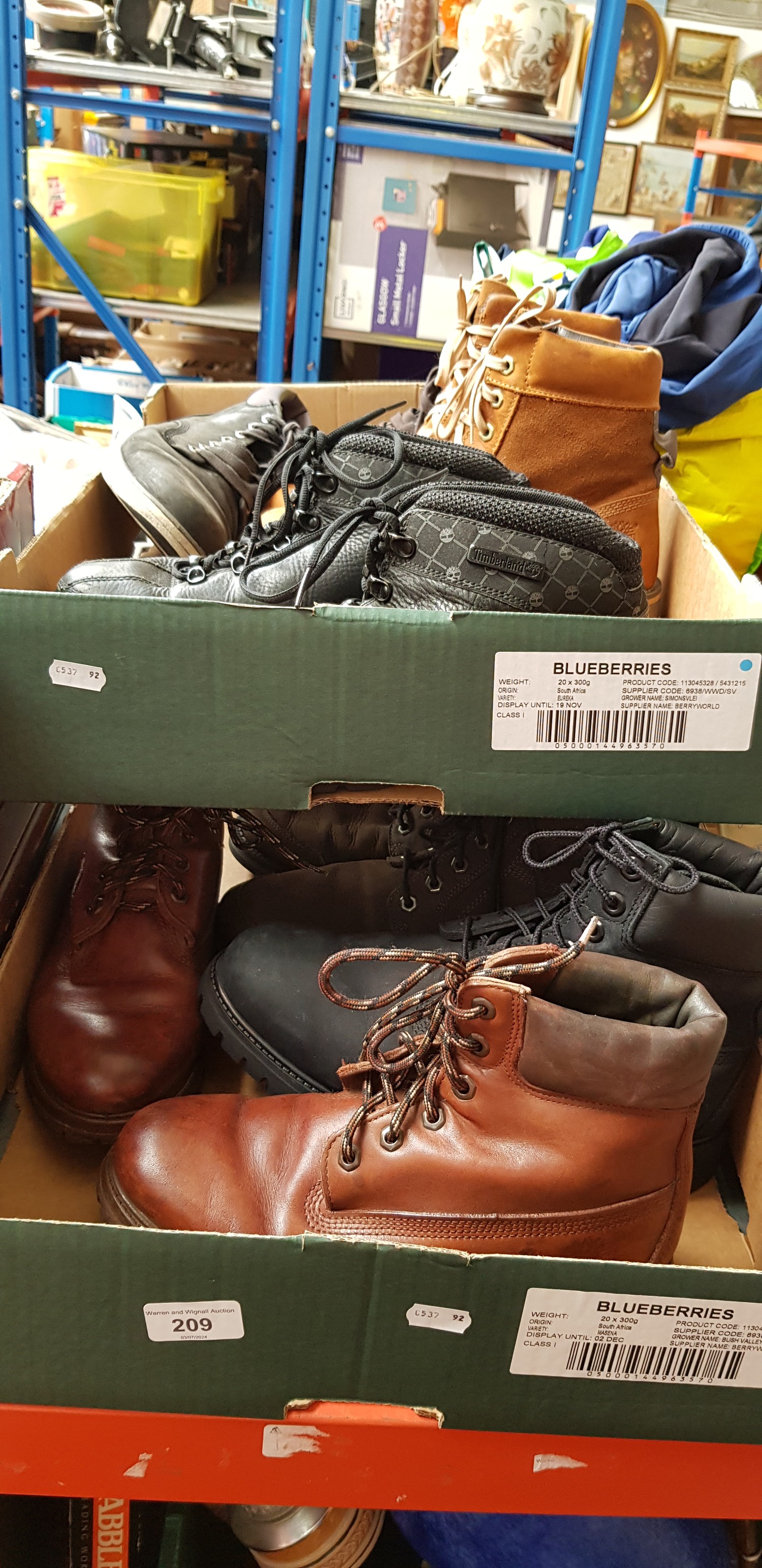 Two boxes of gent's size 8 and 9 Timberland boots