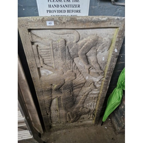 A large stone tablet depicting ancient Greek/Roman scene. Length appx ...