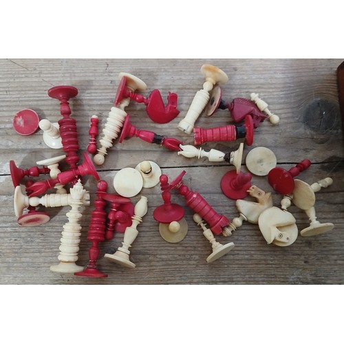 An English barleycorn pattern bone part chess set, ,spares and repairs ...
