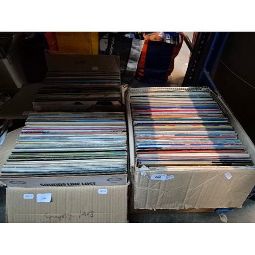 Three boxes of vinyl LP records including easy listening, compilations ...