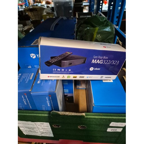 A box of assorted home security items to include Yeskamo cameras ...