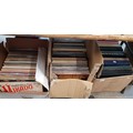 Three boxes of vinyl LP records, various artists and genres including ...