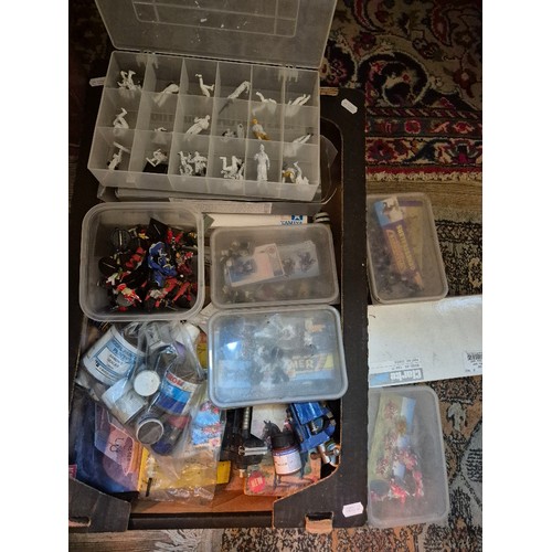 A box of modelling items including Warhammer figures (some lead figures ...
