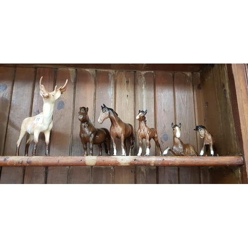 Beswick - Stag standing (981) together with 5 horses