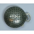 A novelty square mesh silver plated golf ball pocket watch, the outer ...