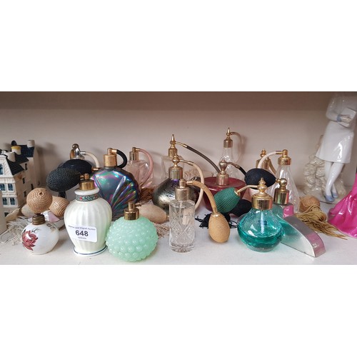 Collection of mainly glass perfume bottles