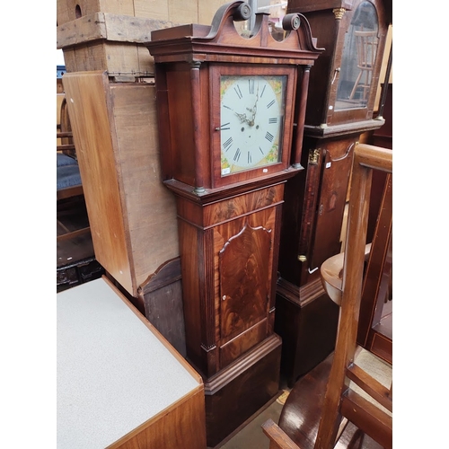 A George III mahogany longcase clock with painted dial, complete with ...
