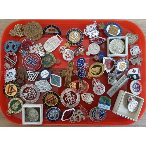 A tray of assorted mainly military badges.