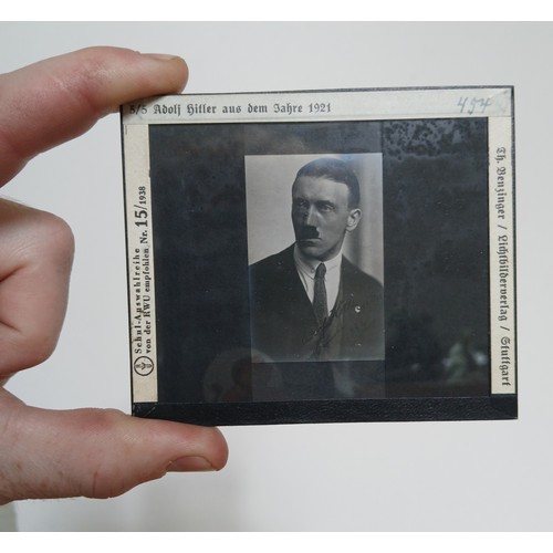 A German photographic magic lantern slide depicting Adolf Hitler with ...