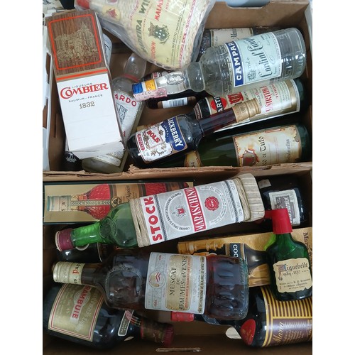 Two boxes of assorted liquor.