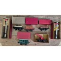 A group of seven Hornby O gauge items comprising of a no.1 petrol tank ...