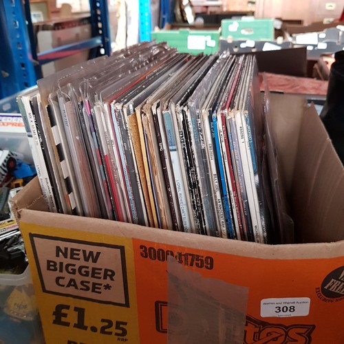 A box of mostly 1980s vinyl LPs including George Michael, Wham, Michael ...