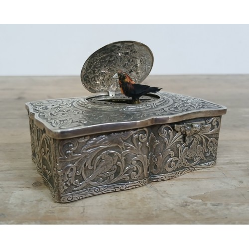 A German late 19th century silver singing bird automaton, marked '925 ...