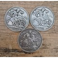 Three silver crowns, 1889, 1890 & 1892.