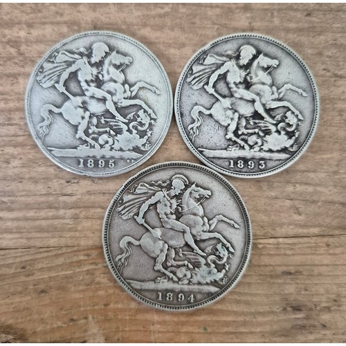 Three silver crowns, 1893, 1894 & 1895.