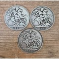 Three silver crowns, 1893, 1894 & 1895.