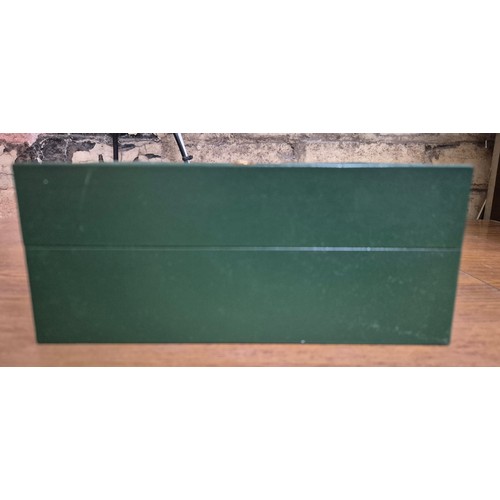 A Rolex green watch box with outer cardboard box 21.5cm x 16cm x 9.5cm.