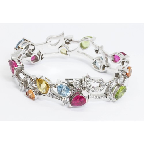 BOODLES, "Castaway", an 18ct white gold multi-gem set bracelet set with ...