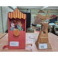Two wooden toy automatons comprising of a jumping dinosaur 'the only ...