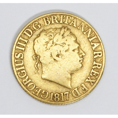 George III 1817 sovereign.