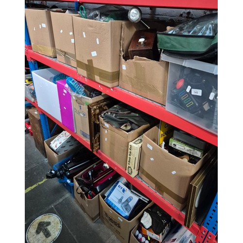 15 boxes of mixed items including garage wares, professional UV lamp ...