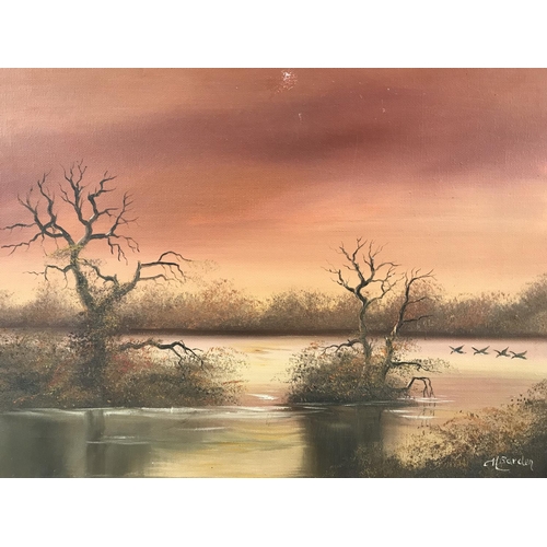 'H.Barden 1922-1991' Oil on Canvas Painting Depicting Riverscape (40x 30cm)