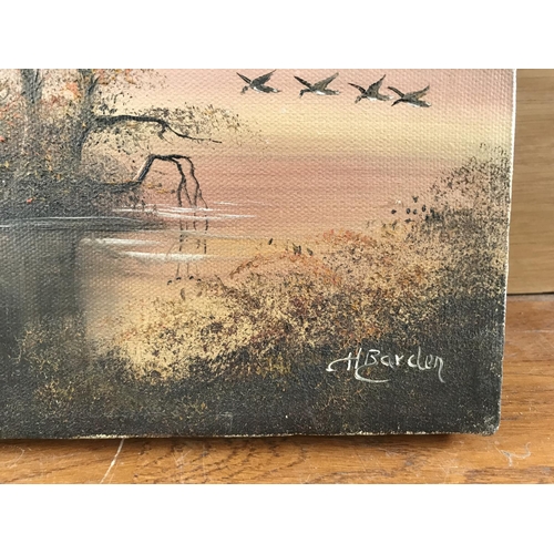 'H.Barden 1922-1991' Oil on Canvas Painting Depicting Riverscape (40x 30cm)