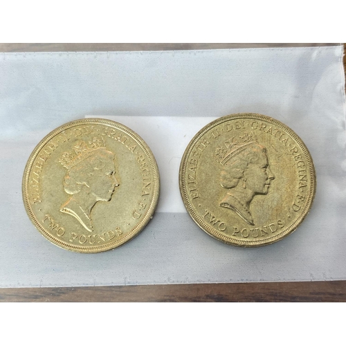 x2 Rare 1986 £2 Commonwealth Games Old Two Pound Coin Scotland Thistle