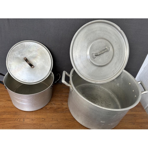 x2 Vintage Large Catering Lidded Cooking Pots