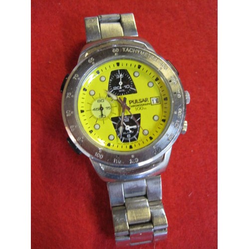 A Pulsar Chronograph Y182-6D10, water resistant to 10BAR, Yellow Face