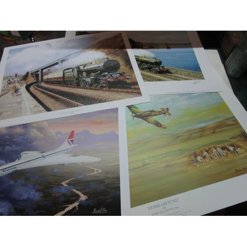 Folder with a pair of Barry Price railway prints, one signed, and two ...