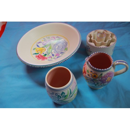 4 Pieces of Traditional Poole Pottery including a Flower posy ,QE Jam ...