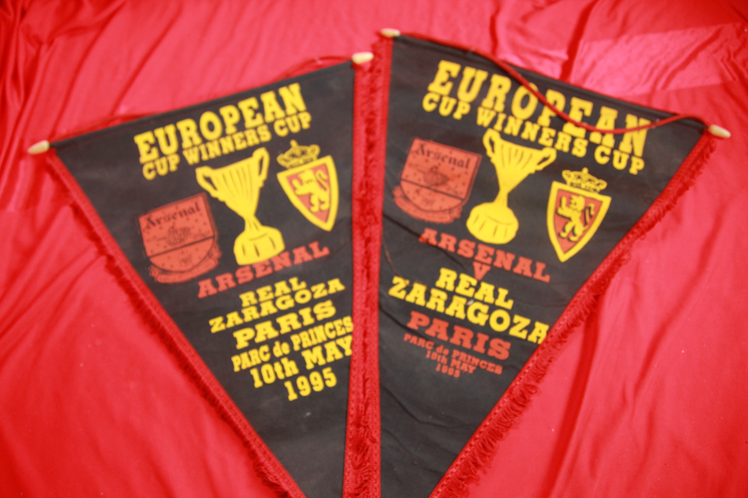 A pair of Arsenal FC European Cup Winner's Cup pennants from Arsenal v ...
