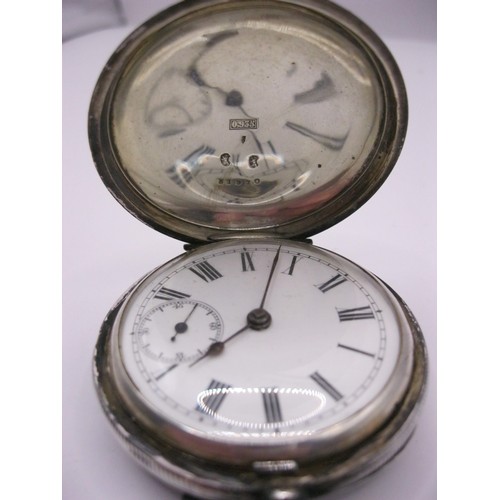 A .935 continental fine silver cased full hunter pocket watch, Swiss ...