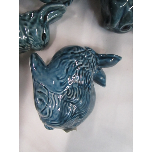 A full set of Poole Pottery Dolphin blue rabbits including the harder ...