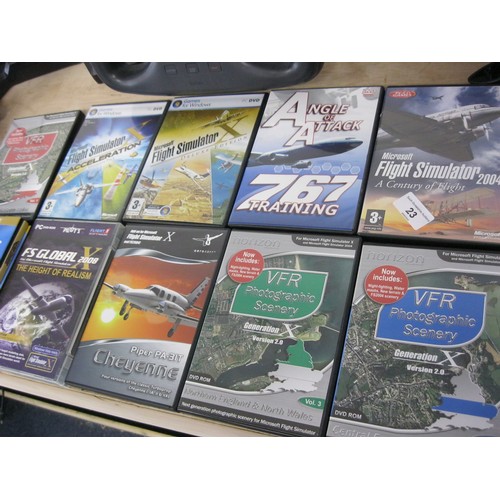 A stack of Microsoft Flight Simulator CDs and DVDs including expansion ...