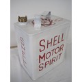 A vintage Shell petrol can with brass cap, painted