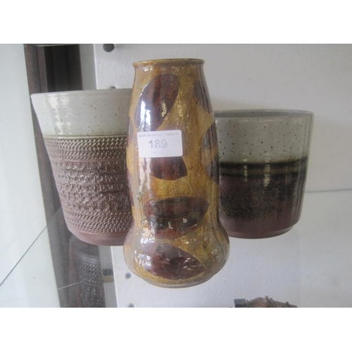 A pair of Purbeck pottery planters along with a royal doulton arts and ...