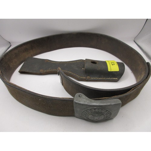 A WW2 German leather military belt with 'Gott Mit Uns' buckle, the ...