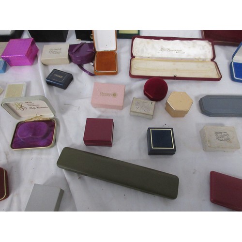 A box of empty jewellery boxes including vintage examples