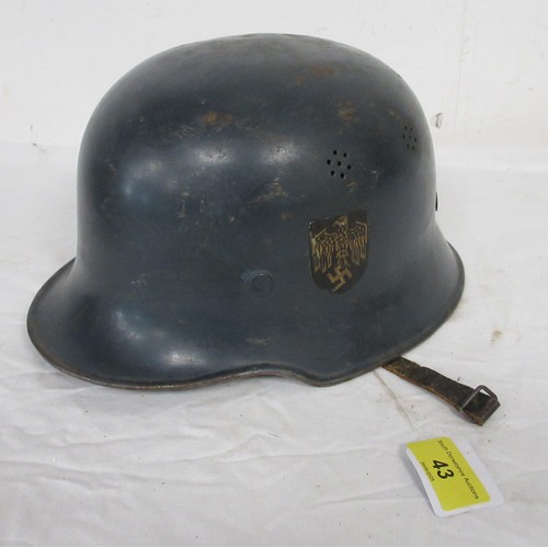 A German blue/grey M34 Heer Helmet with liner and damaged chin strap ...