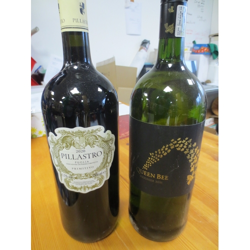 2 1.5 litre bottles of white wine, one a Queen Bee 2021 Viognier, the ...
