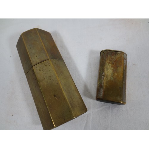 Royal Flying Corps lighter and vesta. A WW1 hexagonal brass petrol ...